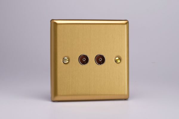 XB88: Double TV Socket, 2 x Co-Axial, Classic Brushed Brass