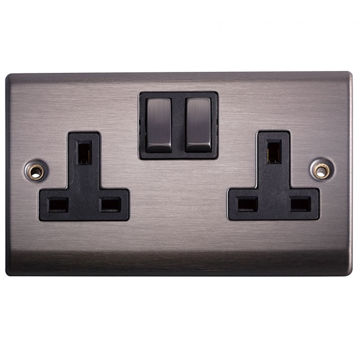 8865SLT: Double Wall Socket, 13 Amp, 2 Gang, Switched