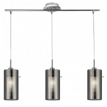 3303-3SM: Duo 3 Bar Light Pendant Ceiling In Chrome + Glass