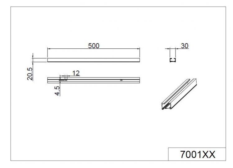 700132: DuoLine Track, matt black, 500mm : Trio