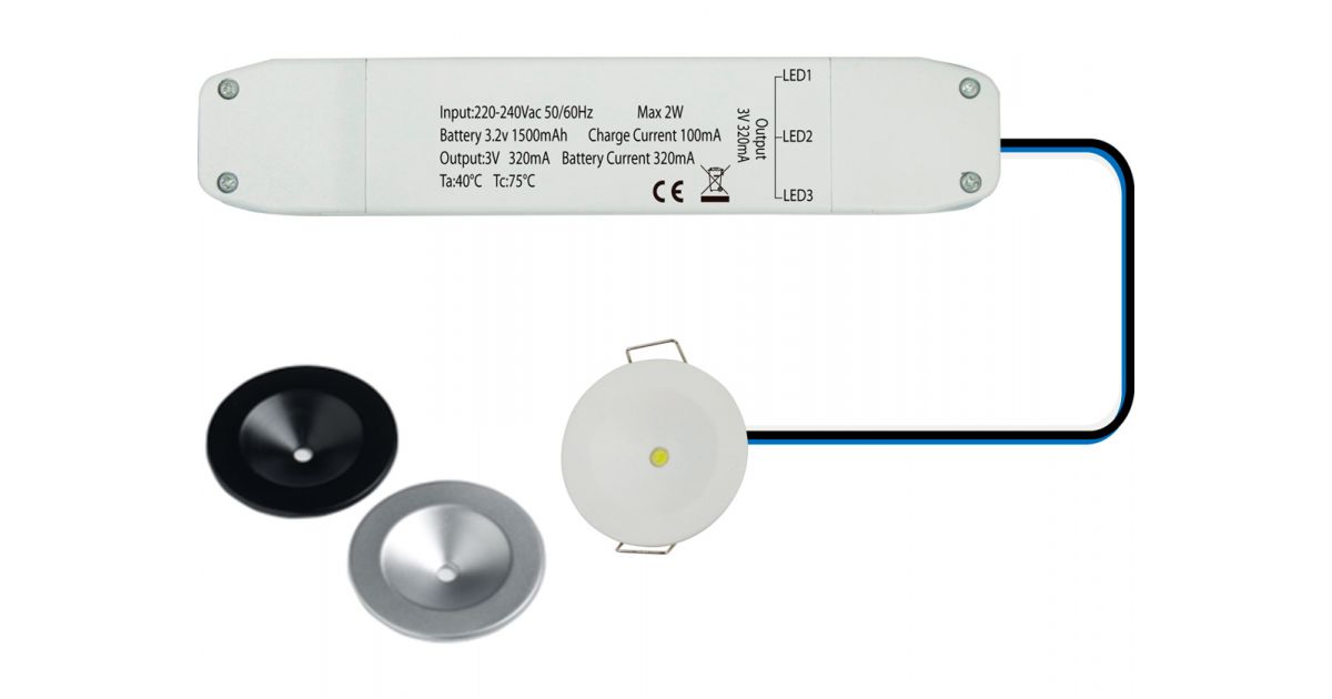 EM-LED-DL1B: Emergency LED Downlight, White, Black & Silver