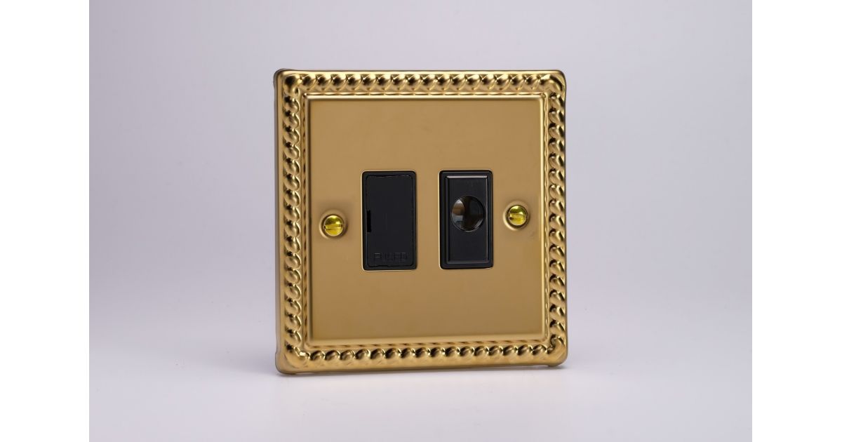 XG6UFOB: Fused Spur + Flex Outlet, Classic Georgian Brass