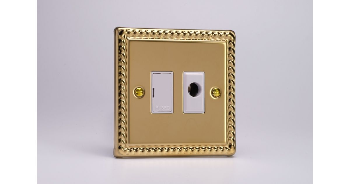XG6UFOW: Fused Spur + Flex Outlet, Classic Georgian Brass