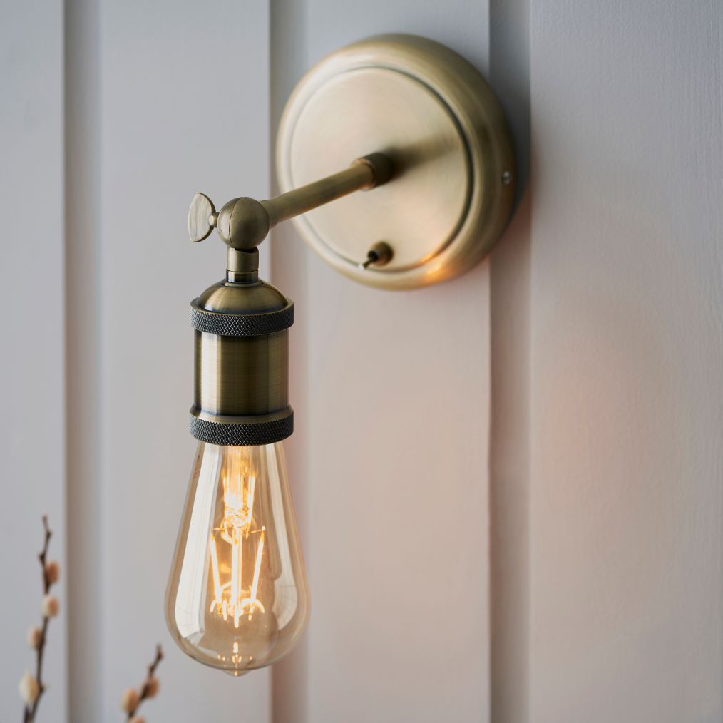 97245: Hal Wall Light, Antique Brass, No Shade : Endon