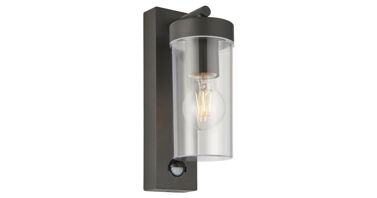 99756: Hayden Wall Light, Anthracite Grey, PIR, IP44 : Saxby