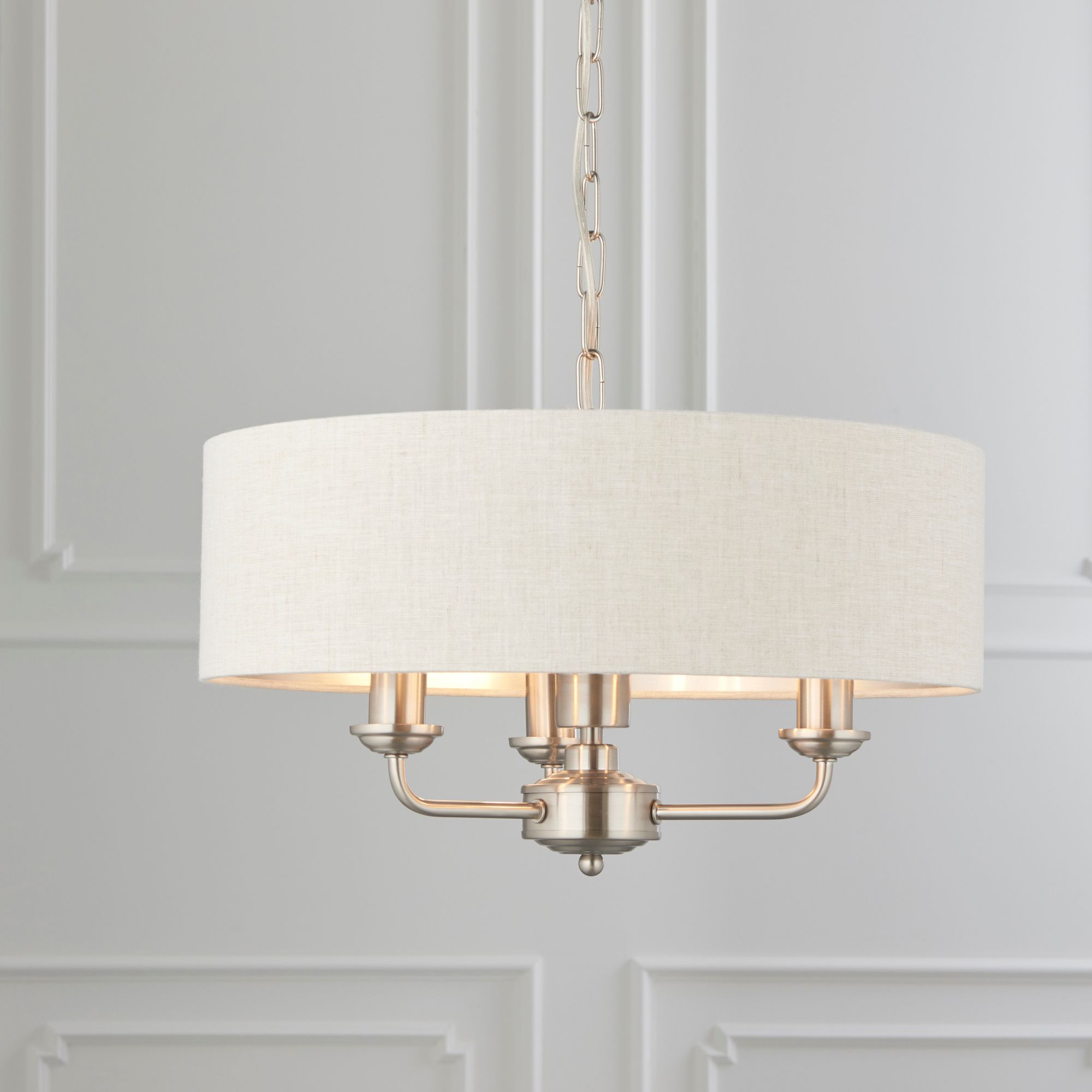 94361: Highclere 3 Light, Brushed Chrome, Natural : Endon