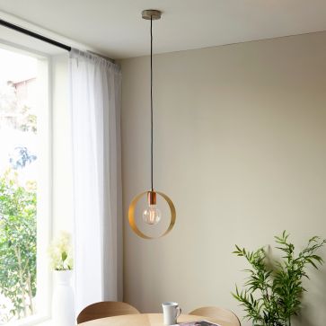 97664: Hoop Light, Brushed Nickel, Copper & Brass : Endon