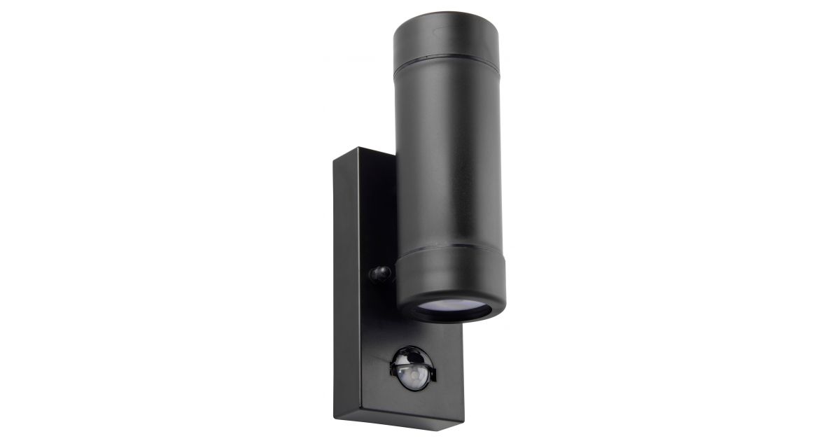 81011: Icarus Double Spot Light, IP44, Black, PIR Motion