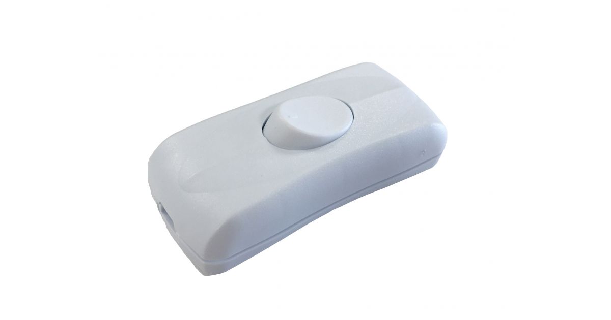 2461W: Inline Rocker Switch, White, 2 Core, DP, 2A