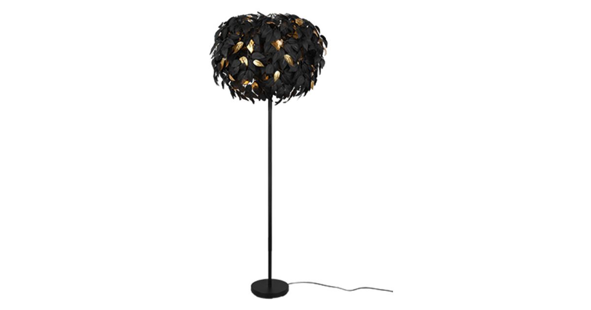 R40463032: Leavy 3 Floor Light, Matt Black, Black And Gold