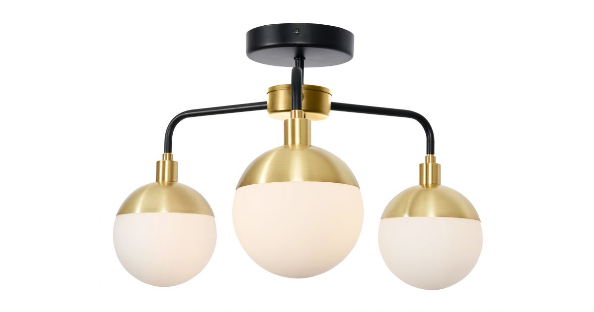 SPA-35814-BLK: Lille 3 Light, IP44, Satin Brass & Black