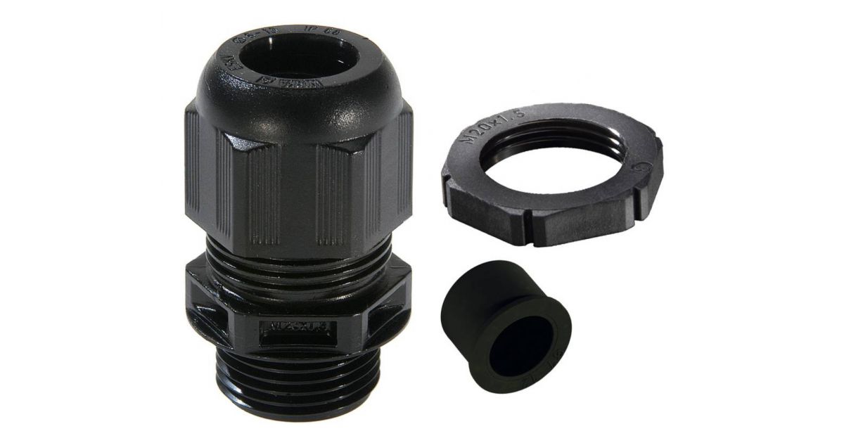 10100636 GLP20+RDE Black: M20 Sprint Cable Gland + RDE, Pack
