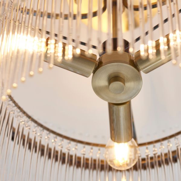 112575: Marietta 3 Light, Antique Brass, Semi Flush : Endon