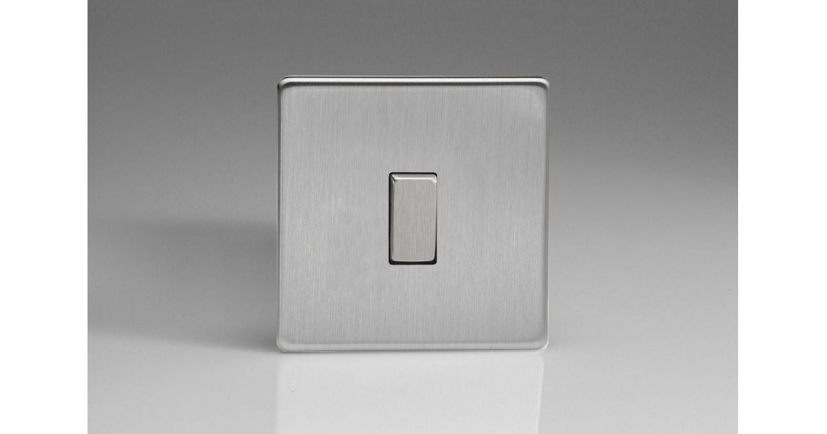XDSBP1S: Momentary Switch, 10A, screwless brushed steel