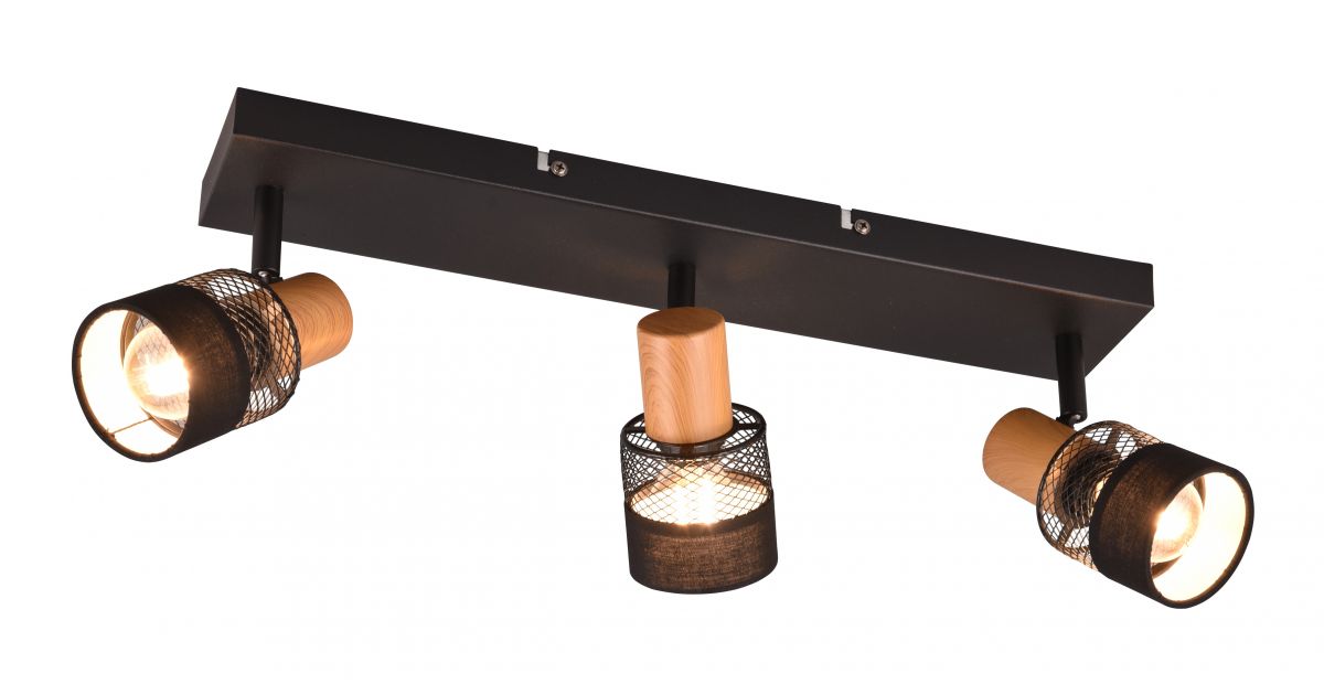 811700332: Nandini 3 Spot Plate Light, Natural Wood & Matt