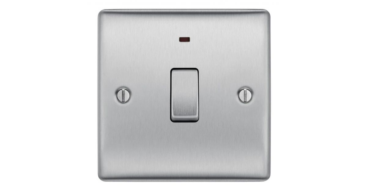 NBS31: Neon Indicator Switch, Nexus, 20A, 1-Gang, Brushed