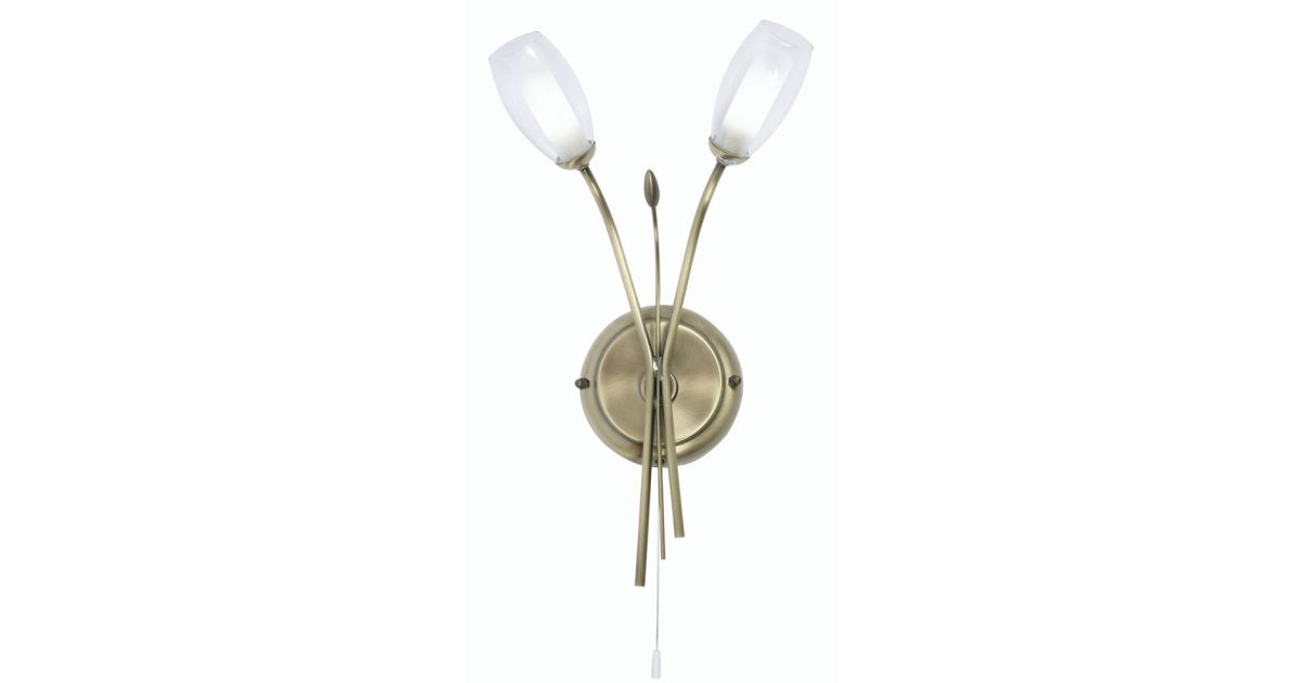 6203/2 AB: Pandora Wall Light, Antique Brass : Oaks Lighting