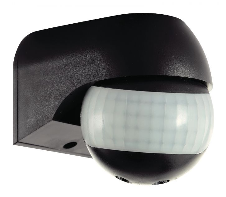 90974: PIR Wall Sensor, IP44, Black, 12m Max, 180* : Saxby