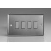 XT9D: Quad Light Switch, 10A, 4-gang, 2-way, classic brushed