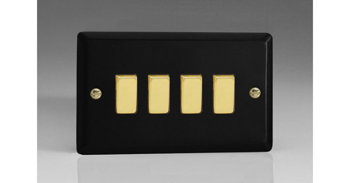 XY9V.MB: Quad Light Switch, 10A, 4-gang, 2-way, vogue matt