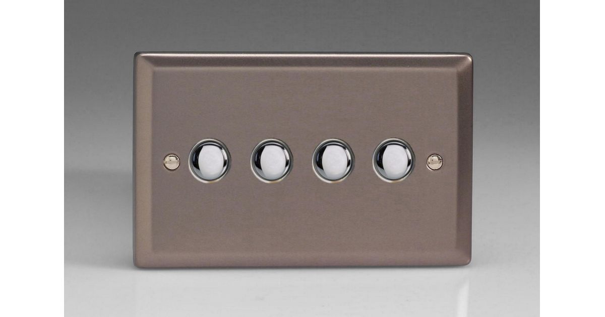 XRM4: Quad Momentary Switch, 6A, 4-Gang, Classic Pewter