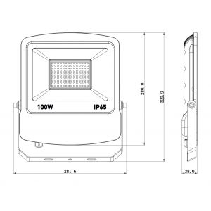 N6056: Rex 100w Slim LED Floodlight, Photocell, Cool White
