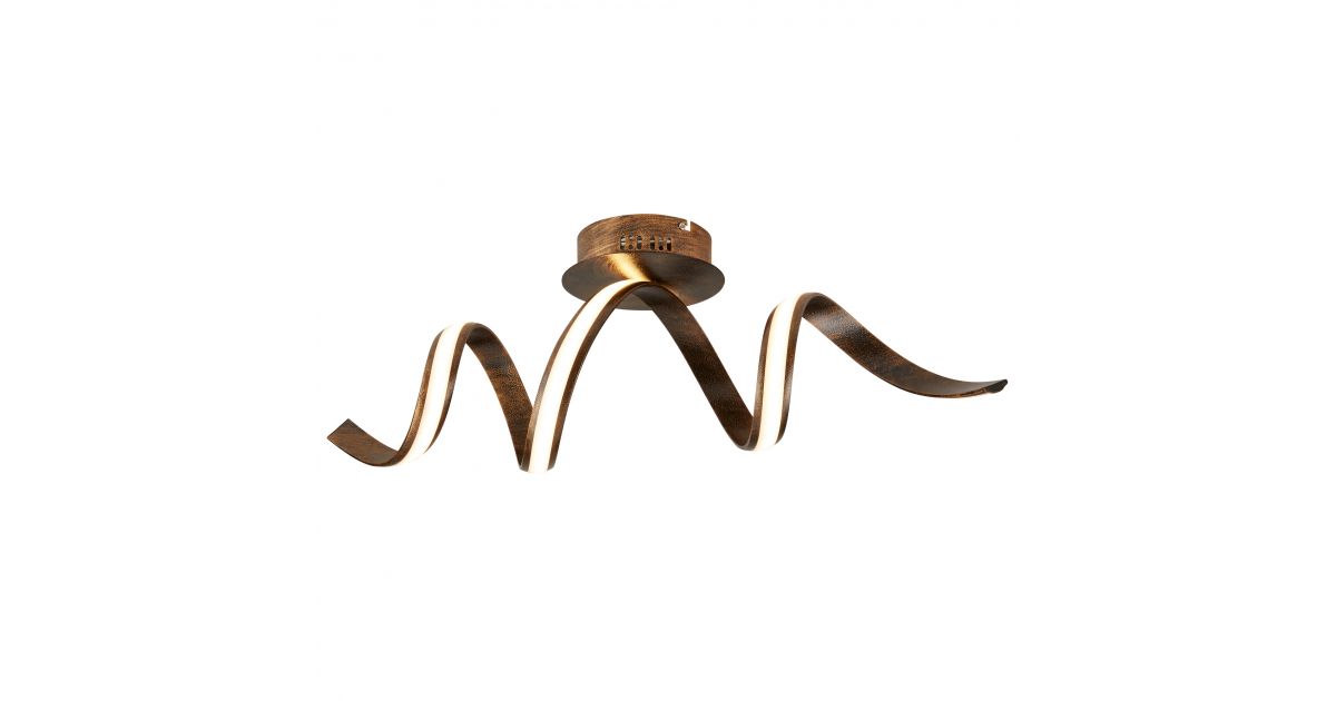 2814RU: Ribbon LED Semi Flush Ceiling Light Rustic Brown Low