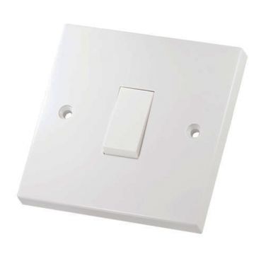 LG201: Single White Light Switch, 1 Gang, Way, 8.5cm Square