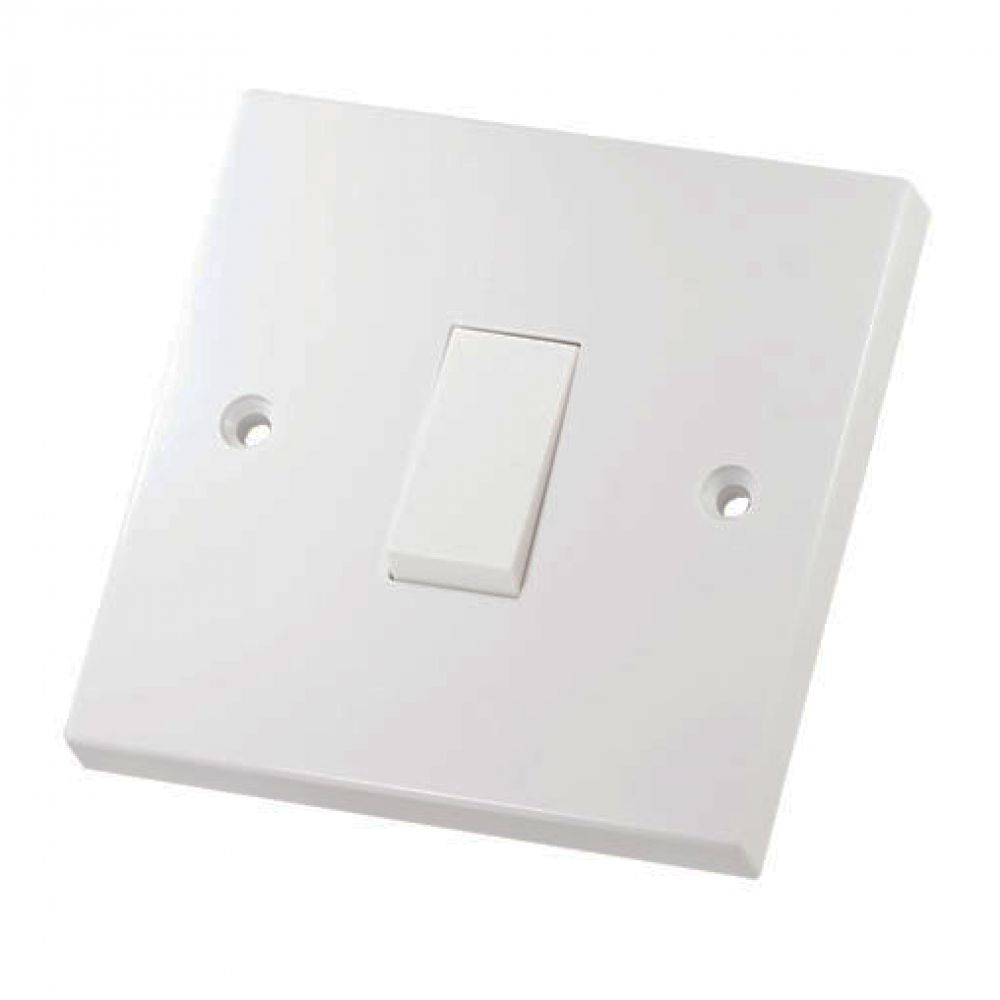 Single White Light Switch (1 gang, 1 way, 8.5cm square, 10 Amp, LG201 ...
