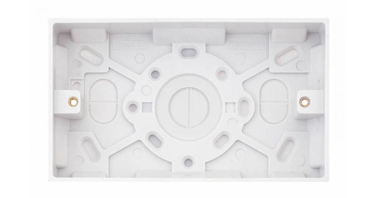 LG8288-25: 2 Gang, Double Pattress Box White Square 25mm