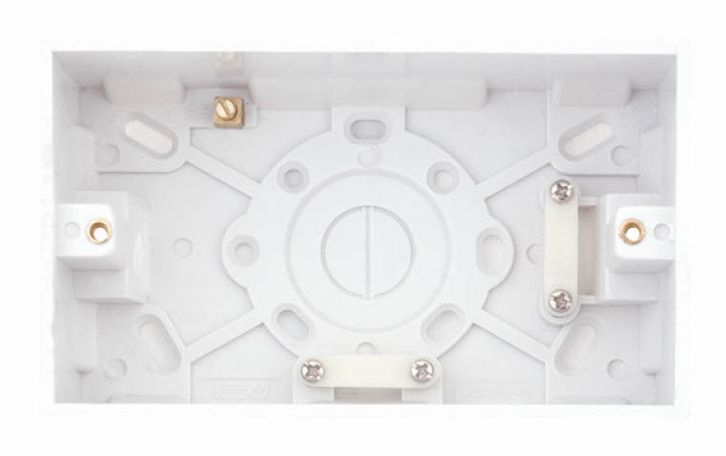 LG8388-47: 2 Gang, Double Pattress Box White Square 25mm