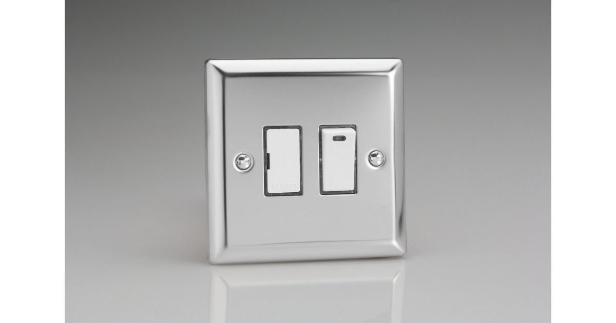 XC6NW: Switched Fused Spur + Neon, classic mirror chrome