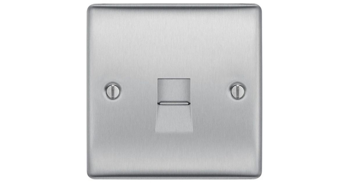 NBSBTM1: Telephone Master Socket, Brushed Steel - from £7.28