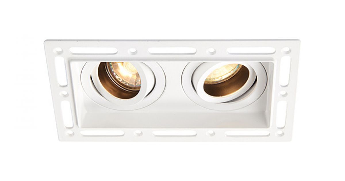 94754: Trimless Square Tilt GU10 Twin Downlight, IP20, Matt