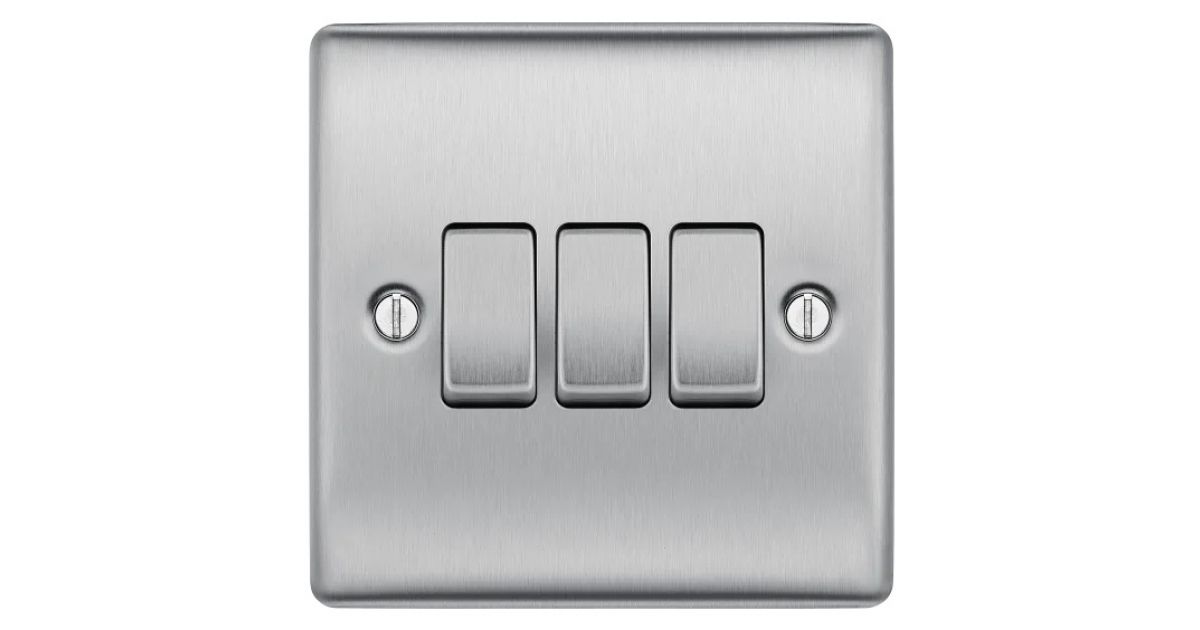 NBS43: Triple Light Switch, Nexus, 20A, 3-Gang, 2-Way