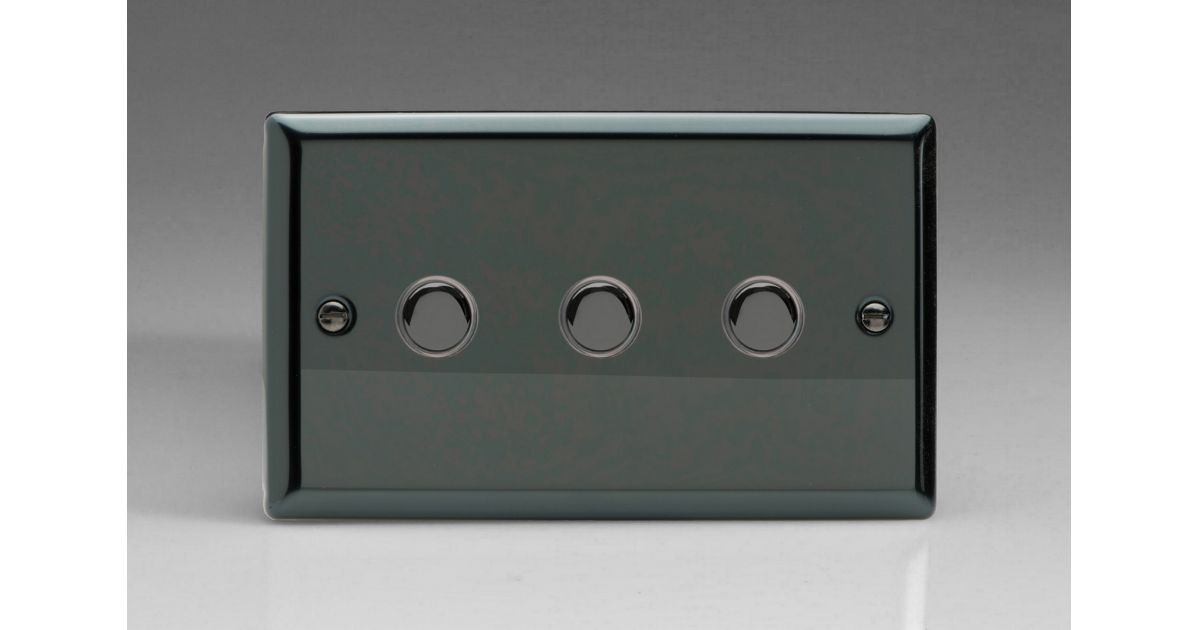 XIM3: Triple Momentary Switch, 6A, 3-Gang, Classic Iridium