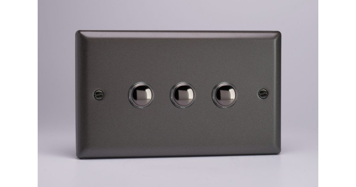 XPM3: Triple Momentary Switch, 6A, 3-Gang, Classic Graphite