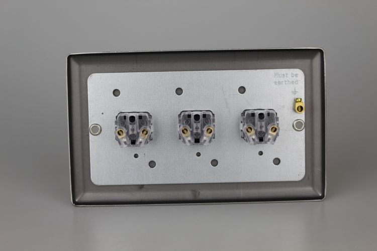 XTM3: Triple Momentary Switch, 6A, 3-Gang, Classic Brushed