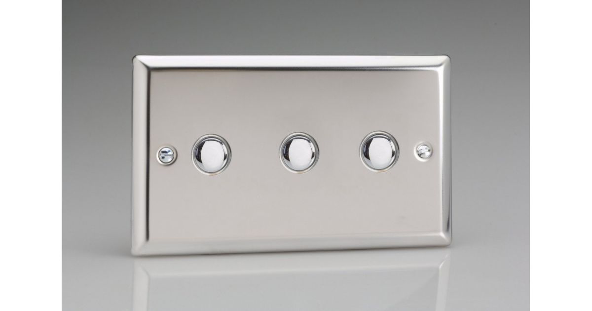 XCP3: Triple Push Switch, 6A, 3-gang, 2-way, classic mirror