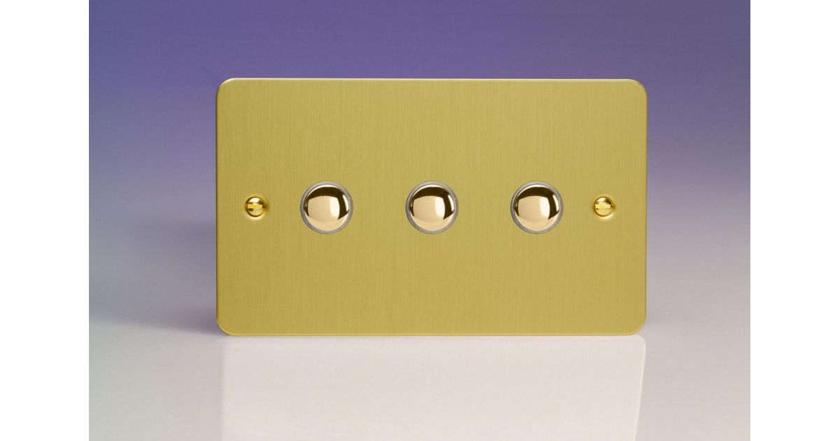 XFBP3: Triple Push Switch, 6A, 3-Gang, 2-Way, Ultraflat