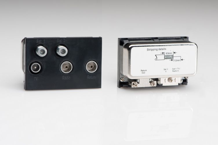 D5XB: TV Co-Axial Socket, Datagrid Black, Black Insert