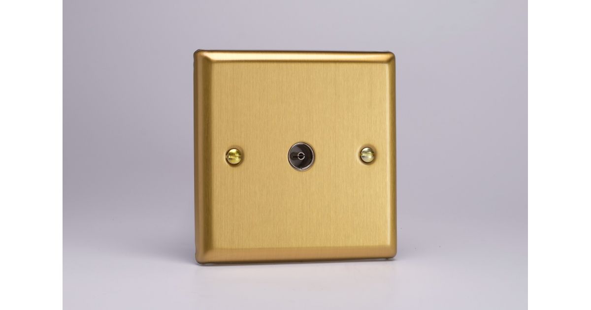 XB8: TV Co-Axial Socket, Classic Brushed Brass, Plain Insert