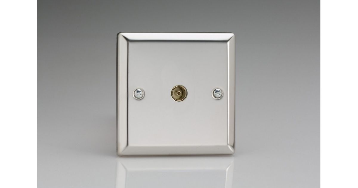 XC8: TV Co-Axial Socket, Classic Mirror Chrome, Plain Insert