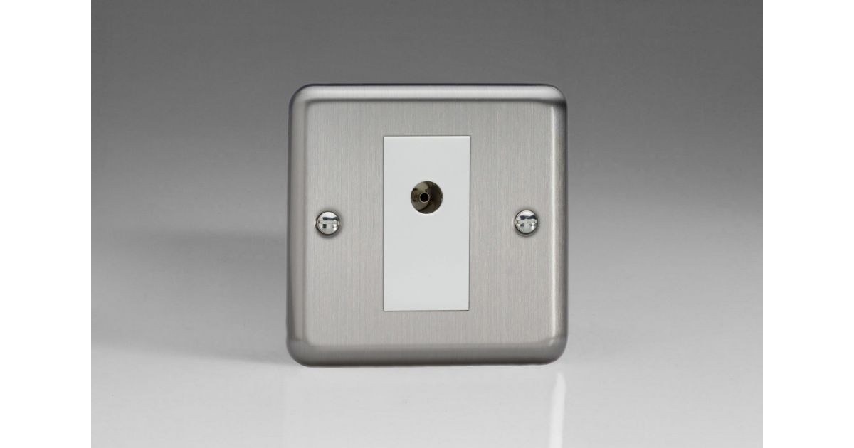 XS8ISOW: TV Co-Axial Socket, classic matt chrome, white