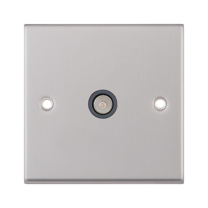 7MPRO-733: TV/FM Coaxial Arial Socket, Satin Chrome, Gray