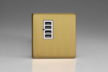 XDBU4WS: USB Charging Ports, screwless brushed brass + white