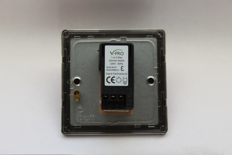 JDMP401S: V-Pro Dimmer, screwless mocha, 120w max, 1-gang