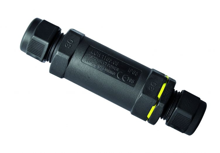 IP68-CON1: Waterproof Cable Connector, IP68, 3 Pole In-Line